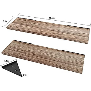 ROSEYAT Wood Floating Shelves for Wall Décor, Rustic Wood Wall Shelf for Bathroom, Bedroom, Living Room, Laundry, Kitchen Storage & Decoration, Floating Bathroom Shelf Set of 2 (Paulownia)