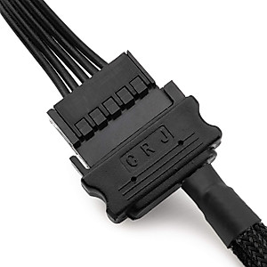 CRJ 15-Pin SATA to 3 PC Fan Power Adapter Cable - 12-inch (30cm), Black Sleeved - Power Up to Three 3-Pin & 4-Pin Computer Cooling Fans from an ATX 15-Pin SATA Power Connector (12V - Full Speed)