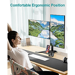 MOUNT PRO Dual Monitor Stand - Free Standing Full Motion Monitor Desk Mount Fits 2 Screens up to 27 inches,17.6lbs with Height Adjustable, Swivel, Tilt, Rotation, VESA 75x75 100x100