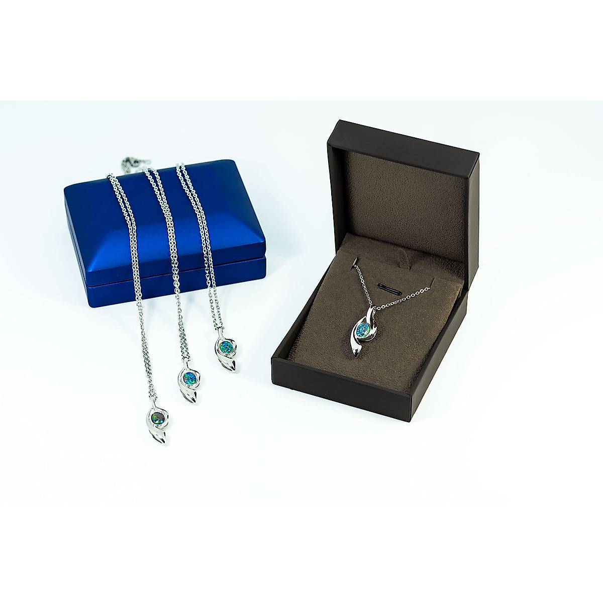 Australian Triplet Opal Necklace - Genuine Australian Triplets Opal Necklace Pendant in Sterling Silver White Gold Plated Women's Jewelry (Multi Color)