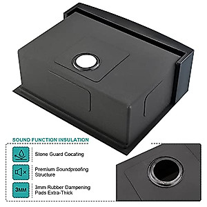 24 Black Farmhouse Kitchen Sink - iAnomla 24 x22 Inch Gunmetal Gunmetal Black Stainless Steel Farmhouse Apron Front Workstation Kitchen Sink 16 Gauge R10 Single Bowl Farm Sink with Cutting Board