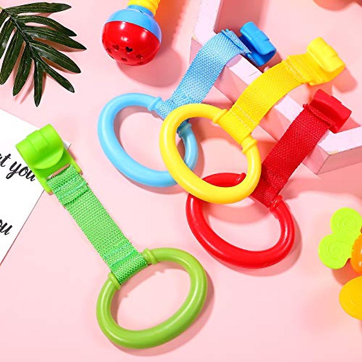TOYANDONA 4pcs Baby Toddler Walking Assistant Pull Up Ring Safety Stand Up Rings for Toddler