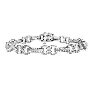 Timeless Love 1/2 CT Diamond 7.25" Bracelet Set in Polished Sterling Silver, Dainty Jewelry for Women, Women’s Fashion Bracelets, Diamond Luxury Bangle for Women