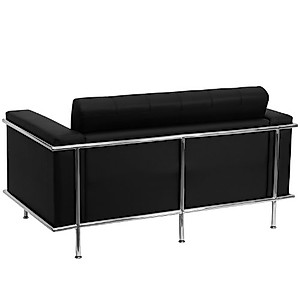 Flash Furniture HERCULES Lesley Series Contemporary Black LeatherSoft Loveseat with Encasing Frame