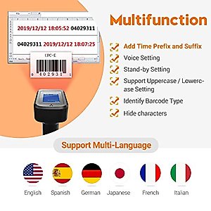 Tera Pro 2D QR Wireless Barcode Scanner with Display Screen Battery Level Indicator Time Display Works with Bluetooth with Charging Cradle Base for Warehouse Supermarket Library HW0006 Pro