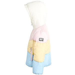 DKNY Infant Toddler Baby Girls' Winter Jacket - Fleece Lined Quilted Bubble Puffer Parka Coat for Girls (Sizes:12M-4T), Size 4, Cream/Pink/Yellow/Powder Black