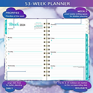 2023 Planner – Weekly and Monthly Planner 2023, Jan 2023 – Dec 2023, 2023 Weekly Monthly Planner with Monthly Tab, 8.4" x 6.3", Hardcover, Twin-Wire Binding, Thick Paper, Back Pocket, Elastic Closure