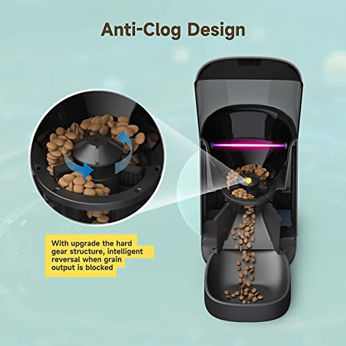 Onliciple Smart Pet Feeder with Camera, 6L WiFi Automatic Cat Feeder Food Dispenser with Camera & Timer, 1080P HD Video with Night Vision, 2-Way Audio, Low Food Alarm, Up to 12 Meals Per Day