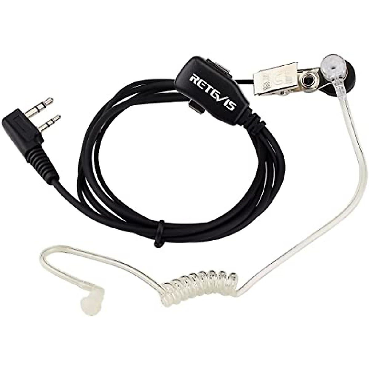 Retevis RT22 Walkie Talkie Earpiece 2 Pin Acoustic Tube Headset with Mic PTT Compatible RT15 RT21 H-777 RT68 Baofeng UV-5R BF-888S Two Way Radios (2 Pack)