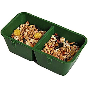 2-in-1 Double Trough Bird Seed Food Feeding Dish Water Feeder Bowl for Parrot Macaw African Greys Budgies Parakeet Cockatiel Conure Canary Finch Cage