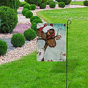 My Little Nest Seasonal Garden Flag Winter Forest Mailbox Rabbits Double Sided Vertical Garden Flags for Home Yard Holiday Flag Outdoor Decoration Farmhouse Banner 12"x18"