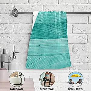 ATTX 2 Piece Turquoise Wood Print Soft Hand Towels for Bath Decorative Guest Towels Fingertip Towels for Bathroom Spa Gym,14.4 x 28.3 inch