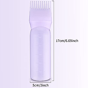 Root Comb Bottle Applicator, 6 OZ Graduated Hair Oil Bottle With Brush and Comb for Coloring, Styling and Hairdressing