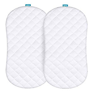 5 Count Changing Pad Liner, Waterproof Larger Changing Pad Cover 28" X 15", Cotton Terry (Solid Improved Thickness) / Bassinet Mattress Pad Cover, Waterproof, 2 Pack, Ultra Soft Bamboo Sleep Surface