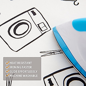 Seiritex Over The Door Ironing Board Cover 13 x 37 inch, Small Iron Board Cover w Heat Reflective 3 Layers Thick Padding with Hook and Loop Fasteners (White)