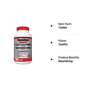 Kirkland-Signature Extra Strength Glucosamine 1500mg/Chondroitin 1200mg Sulfate - 220 Tablets, Supports Nourishing / Keeping The Joint Healthy