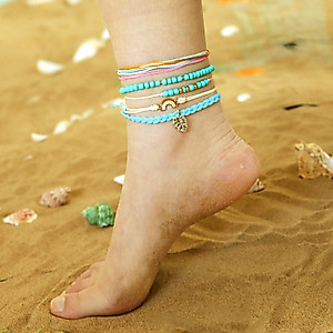 Long tiantian Boho Bracelets for Women Sunflower String Bracelets Ankle Bracelets for Women