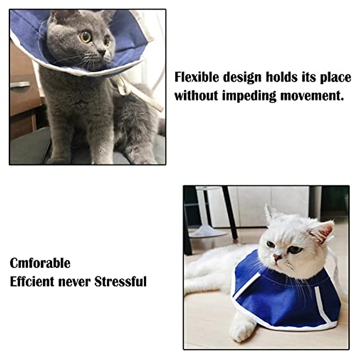 Soft Cloth Cat Cone Collar for Cats Kitten, Recovery Elizabethan Cone for Cat After Surgery, Adjustable E Cone Collar Loops,Cat Anti Licking Protective Wound Healing Collar (M)