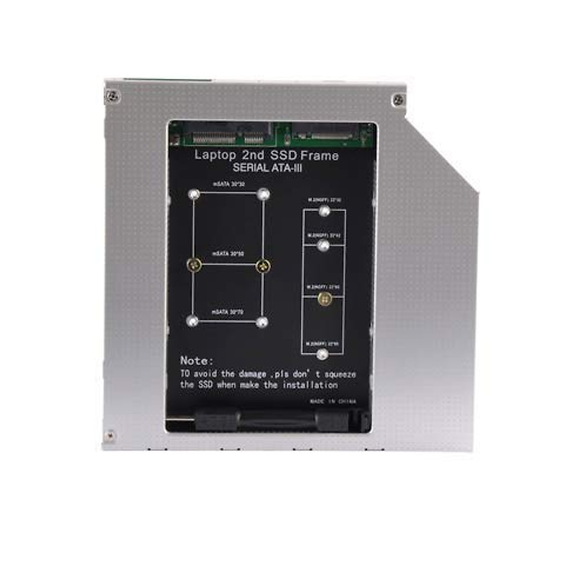 SATA 2nd HDD SSD Hard Drive 12.7 mm Universal Caddy for mSATA or M.2 SSD