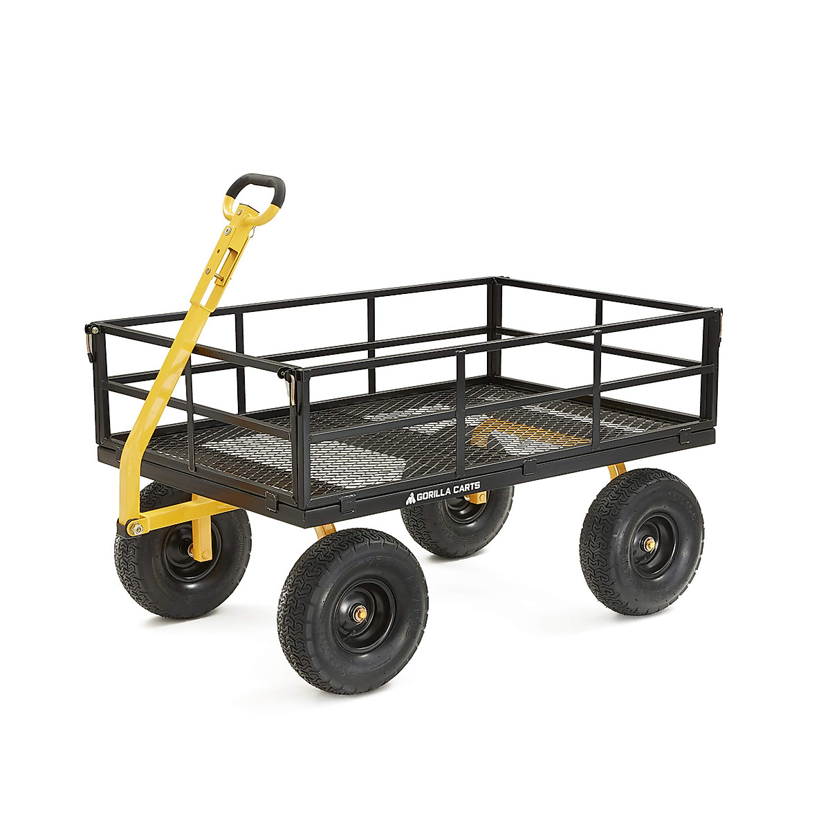 Gorilla Carts GOR1400-COM Heavy-Duty Steel Utility Cart with Removable Sides and 15" Tires, 1400-lbs. Capacity, Black & TR Industrial Forestry Safety Helmet and Hearing Protection System, Yellow