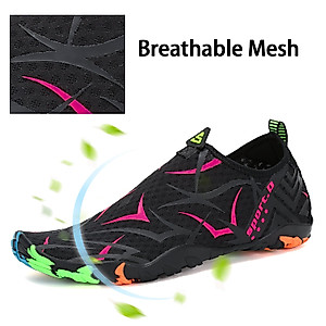 Mishansha Water Shoes for Women Beach Shoes Quick Dry Swimming Shoes Outdoor Surfing Kayaing Warer Aerobic Shoes Black&Red 8.5 M US Women (40)