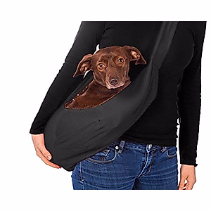 iPrimio Reversible Hands Free Pet Carrier Sling Bag: Soft Cat Sling, Dog Carrier Sling, Cat Papoose Carrier Front, Puppy Sling, Cat Carrier & Pet Sling Carrier for Cats - Black (Fits Small Pets)