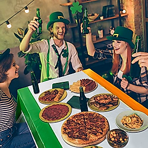 Amylove 2 Pieces Irish Tablecover St Patricks Day Tablecloth 54 x 108 Inch White Orange Green Plastic Tablecloth Lucky Disposable St Patricks Day Table Cover for Irish Day Birthday Party Decorations