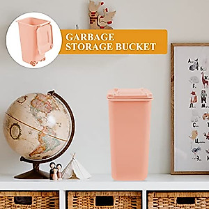 Tofficu Trash Cans 4pcs Mini Desktop Trash Can Desktop Curbside Garbage Bin with Lid Plastic Pen Brush Holder Bucket Decorative Waste Can Small Garbage Container for Home Organization Plastic Bins