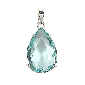 GEMHUB 90 Carat Sky Blue Color Aquamarine Gemstone Pendant Without Chain, Fine Pear Cut Sterling Silver 1 Piece Pendant Without Chain