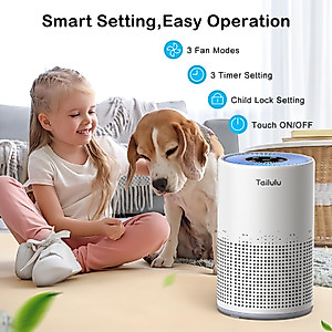 Air Purifiers for Bedroom Home Pets 800 Ft², Tailulu H13 True HEPA Air Filter Portable Air Purifier with 12dB Sleep Mode, Speed Control, Timer, Quiet Air Cleaner For Odor Dust Smoke Pollen AP050