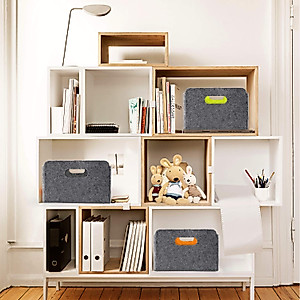 Welaxy Storage Baskets Collapsible Felt Storage bin Foldable Shelf Drawers Organizers Bins organizie Box with Handles for Kids Toys pet Toy Books Clothes Makeup Junk organise (green grow)