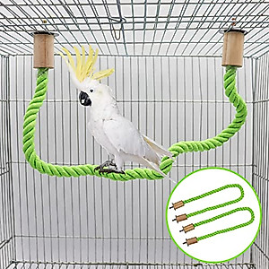 2 Pack Bird Hemp Rope Perch Swing, Bird Cage Stand Pole Accessories, Paw Grinding Standing Climbing Perch for Parrot, Parakeet, Budgies, Lovebirds(23.62"/60 cm)