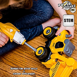 Flybar Remote Control Take Apart Dump Truck – Take Apart Toys with Electric Drill - DIY Assembly with Realistic Sounds, Age 3 and Up – by Power Gearz