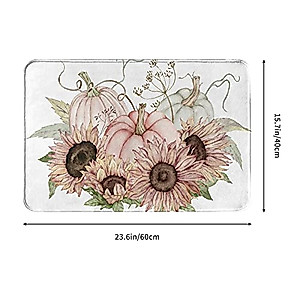 DADABULIU Bath Mat for Bathroom Pumpkin Pink Sunflower Farmhouse Rugs Shower Mats Memory Foam Rug Non Slip Tub Floor Small Soft Thick Light Absorbent Washable for Home Hotel Decor 15.7 X 23.6 Inch