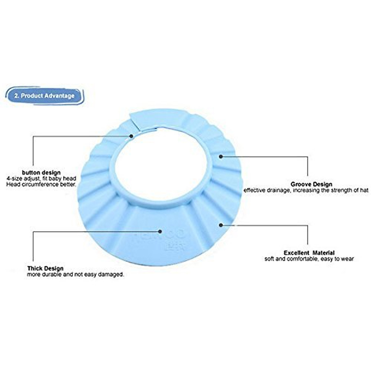 Safe Shampoo Shower Bathing Protection Soft Cap Hat for Toddler's, Baby,Children & Kids to Keep The Water Out of Their Eyes & Face (Blue)