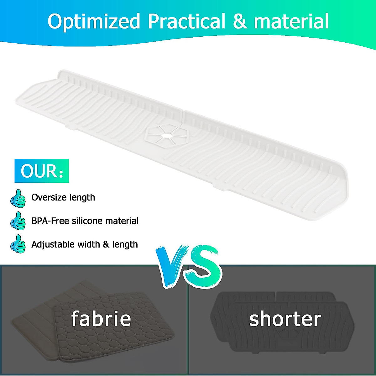 24-Inch XXL Kitchen Sink Splash Guard, Silicone Sink Protectors for Kitchen Sink, Gigabaskets Drip Catcher Tray & Draining Pad, Keep Kitchen/Bathroom/RV Faucet Counter Dry & Clean Gadget Accessories