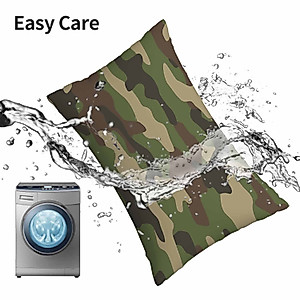 Mugod Home Decor Pillow Cases Green Brown Camouflage,Standard Throw Cushion Cover for Bed Couch Sofa Office Decor 20x30 Inches