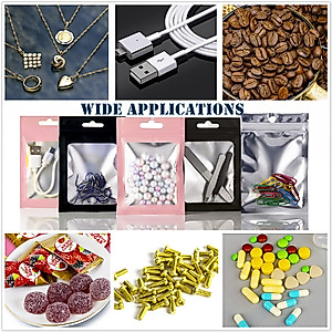 120 PCS Resealable Mylar Ziplock Bags, Self Sealing Food Storage Bags with 120 PCS Label Stickers, Smell Proof Packing Bags with Clear Window for Candy Food, 3 Color, 2 Different Size