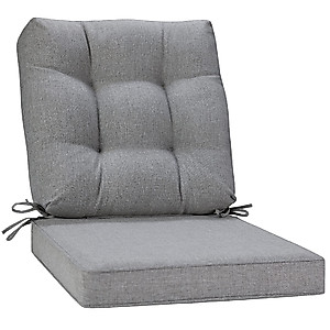 JMGBird Seat/Back Outdoor Chair Cushion Tufted Pillow, Deep Seat Cushion Set 22"x22", Outdoor Cushion for Patio Furniture