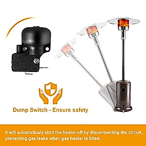 Thermocouple & Tilt Switch for Patio Heater, Thermocouple and Dump Switch Repair Kit for Propane Patio Heater Glass Tube Patio Heater Gas Heater, Patio Heater Parts for Tower Heater, 1 Pack