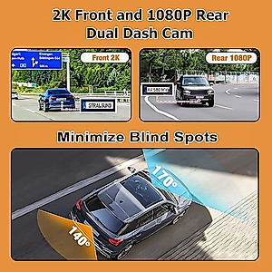 Diamond Lark Dash Camera Built-in WiFi, 2K Front and 1080P Rear Dual Dash Cam, Car Dashcam with Free 64G SD Card,3'' IPS Screen,170° Wide Angle,HD Night Vision,WDR, 24H Parking Monitor, Loop Recording