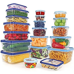 GiFBERA 40-Piece Food Storage Containers with Lids and Vent (20 Containers & 20 Lids) - Food Grade Kitchen Organization for Leftover, Meal Prep, Lunch - Microwave Dishwasher Safe