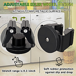 ULIBERMAGNET Magnetic Mop Broom Holder,Heavy Duty Movable Magnetic Broom Holder Rack,Anti-slip Wall Mounted Utility Storage Mop Shovel Hanger for Garage, Kitchen, Laundry, Garden(2 Pack/Black)