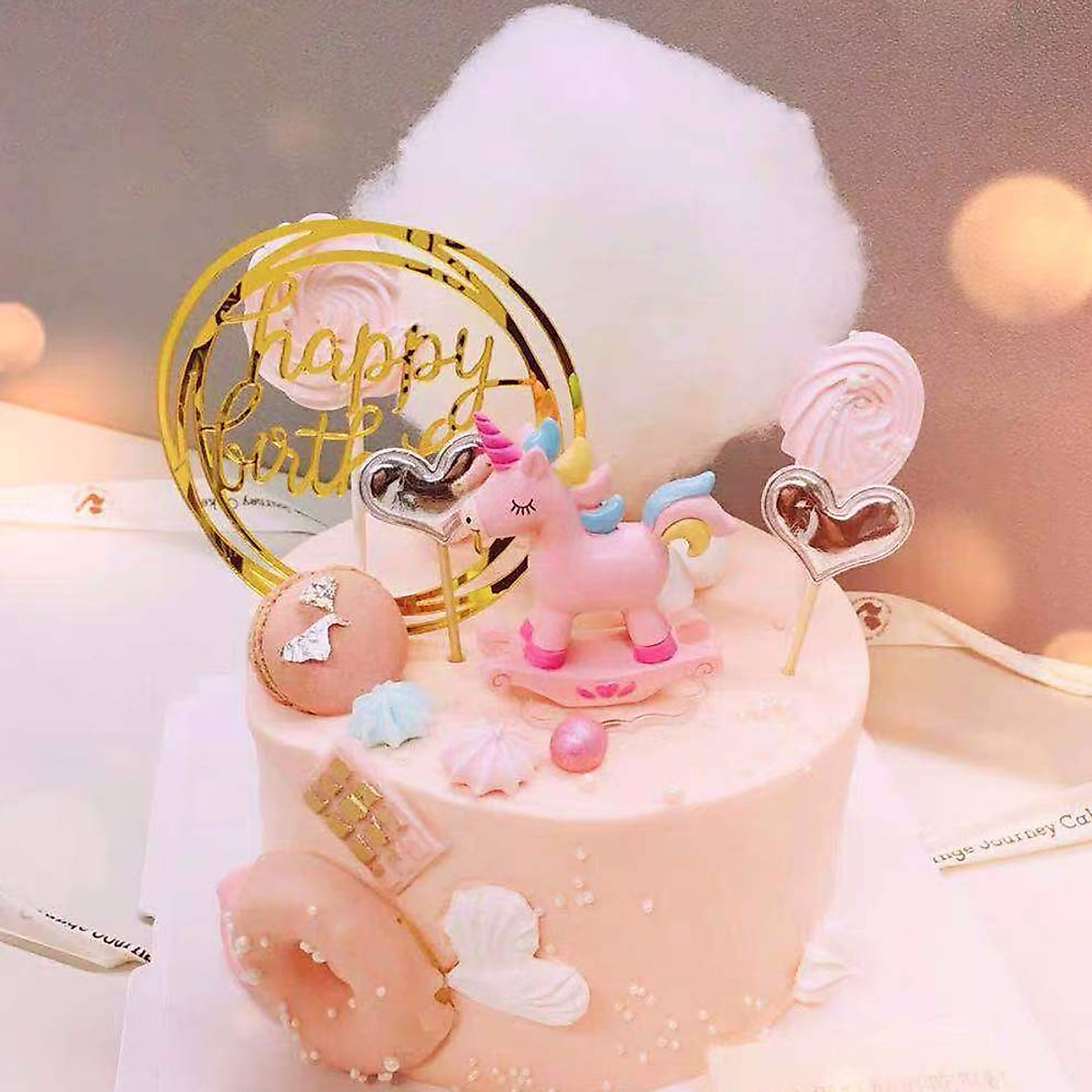 Gold Cake Topper Acrylic Happy Birthday Cake Decoration Supplies (5 Pieces)