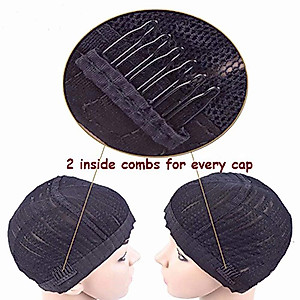 FEEL ME Braided Cap 1Pc Crochet Wig Cap in Cornrow Sew Hair for Making Synthetic Wig or Weave Easier Sew In Crochet Braided Wig Caps Medium Size Black Crochet Cornrow Cap for Crochet Braids