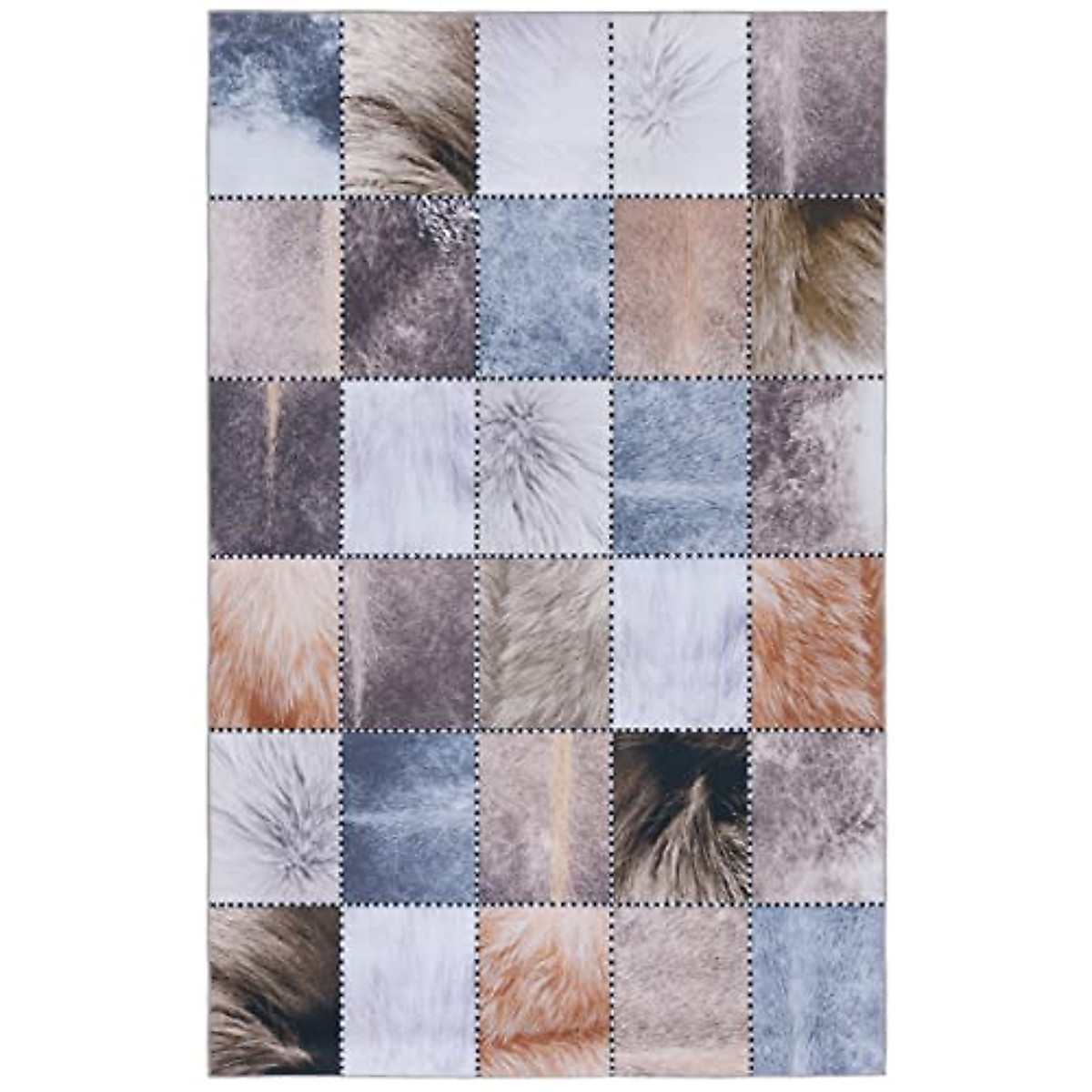 Safavieh Faux Hide Collection Machine Washable Slip Resistant 5' x 8' Beige/Brown FAH519C Patchwork Rustic Lodge Modern Glam Bedroom Living Room Area Rug