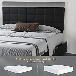 Queen Bed Frame with Storage, Upholstered Bed Frame with 4 Drawers, Adjustable Headboard, Type-C & USB Ports, Wooden Slats, Noise-Free, No Box Spring Needed Easy Assembly Bed Frame with Drawers