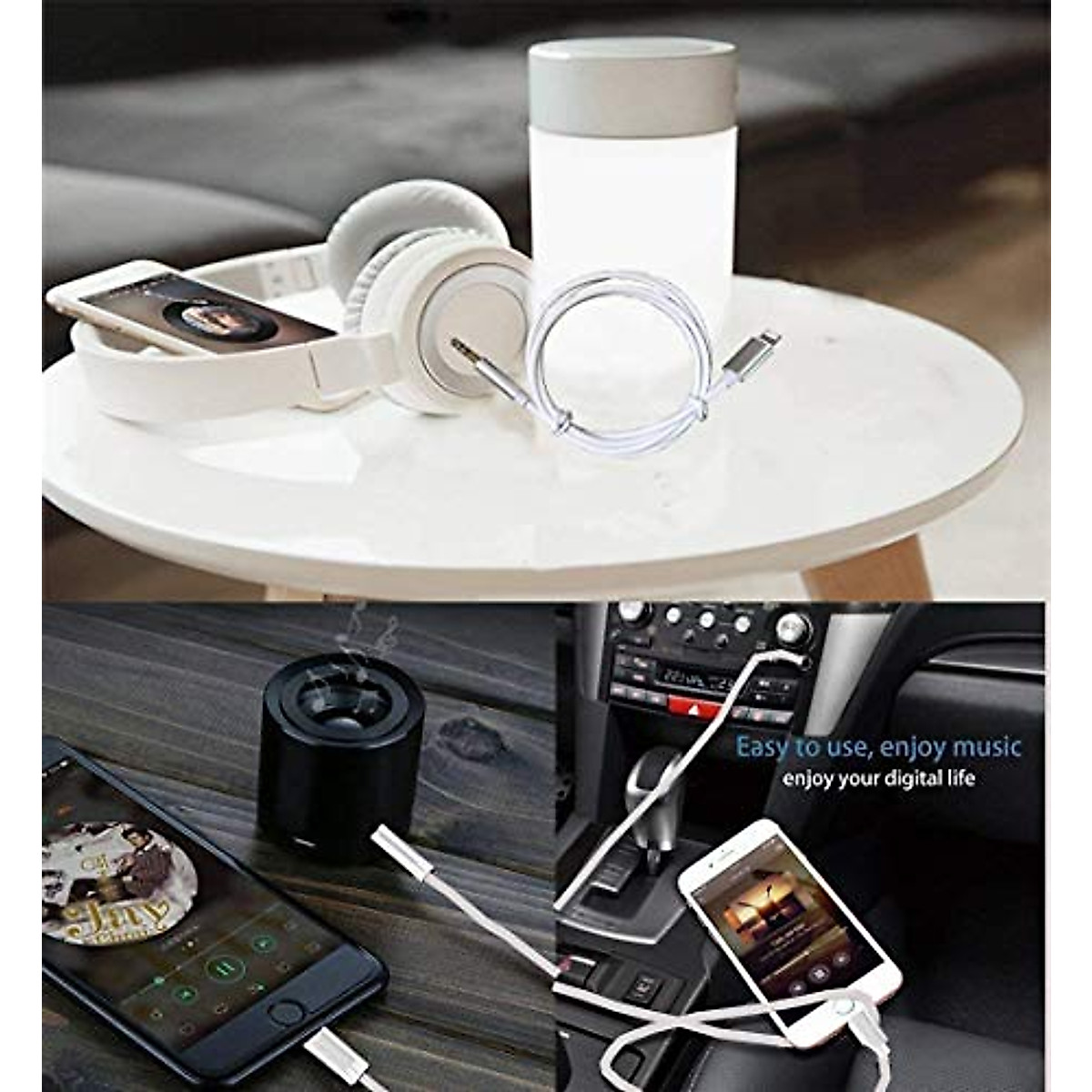 Aux Cord for iPhone 11 12 13, 3.3ft White [Apple MFi Certified] Lightning to 3.5mm AUX Audio Cable Compatible with iPhone 13 12 11 XS XR X 8 7 6 for Home Car Stereo/Headphone/Speaker, Support All iOS