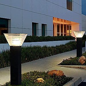 Post Lights Outdoor Solar Lawn Lights Metal Pillar Lights Waterproof Wall Lights Simple and Creative Garden Lights Community Villas Outdoor Floor Lights LED (C) ()
