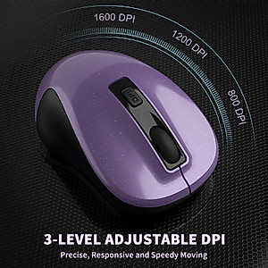 LeadsaiL Wireless Computer Mouse, 2.4G Portable Slim Cordless Mouse Less Noise for Laptop Optical Mouse with 4 Buttons, USB Mouse for Laptop, Desktop, MacBook